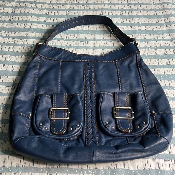 Tignanello | Bags | Tignanello Blue Leather Boho Hobo Vintage Bag ...